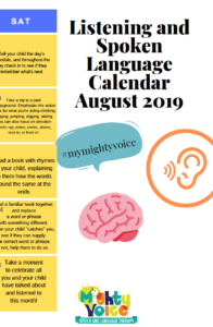 Freebie Friday: August 2019 Listening and Spoken Language Calendar