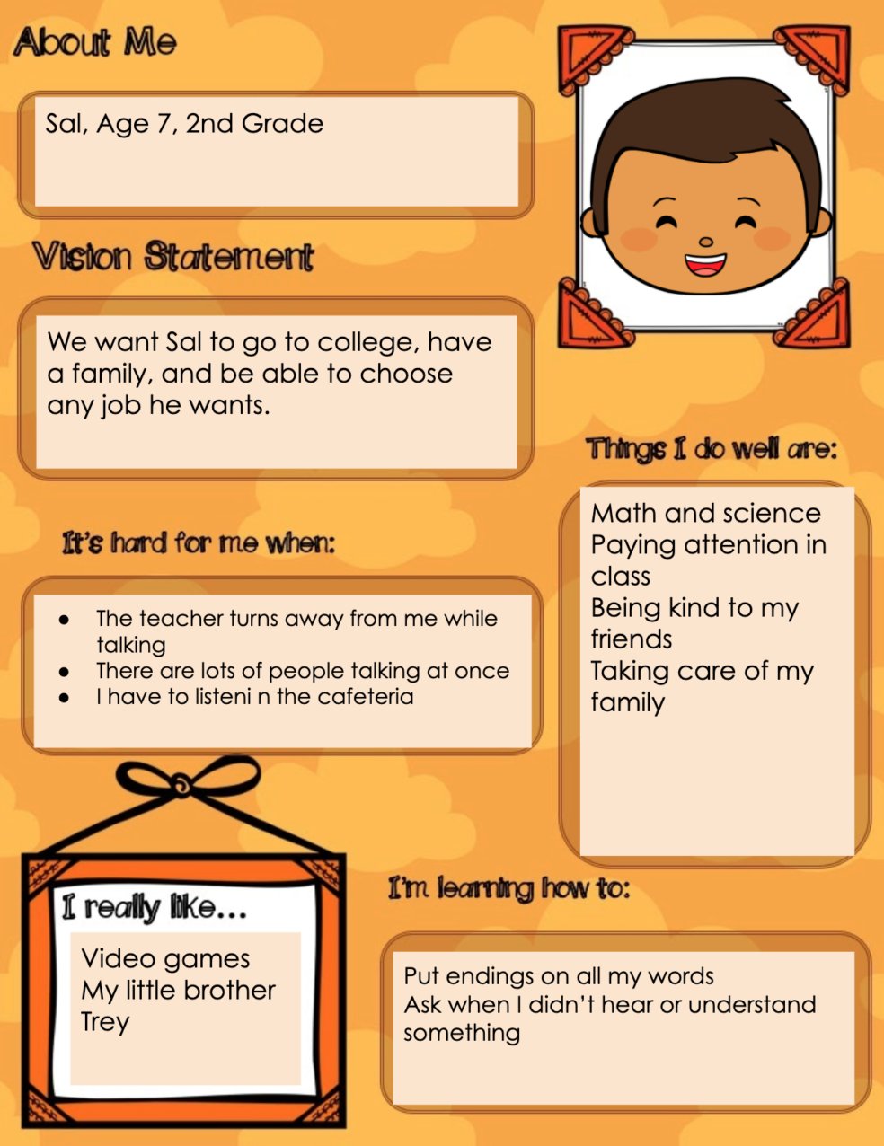 Using a One-Pager for Back to School Mighty Voice Speech and Language